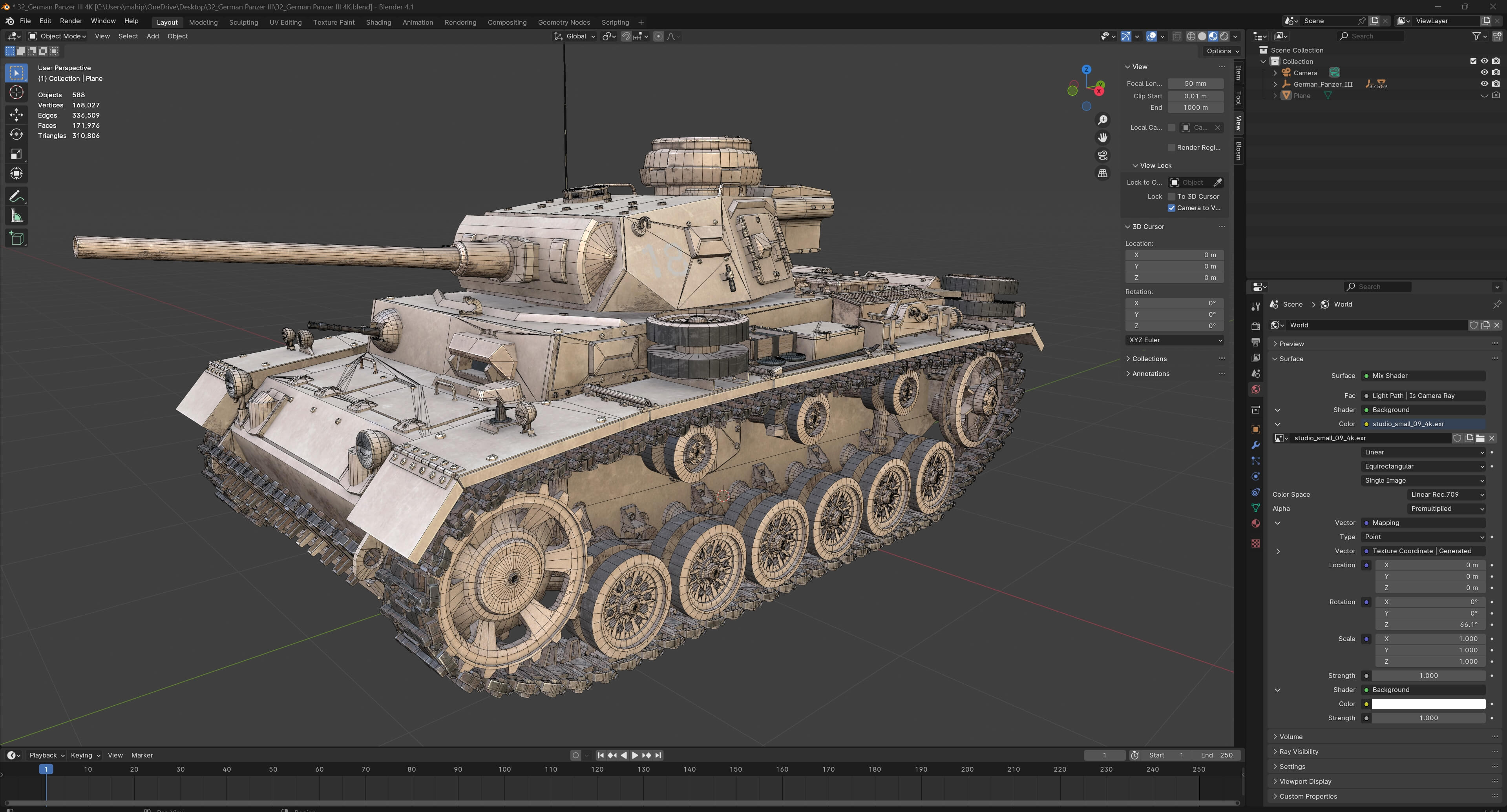 German Panzer III Tank - 3D Model by 3dstudio