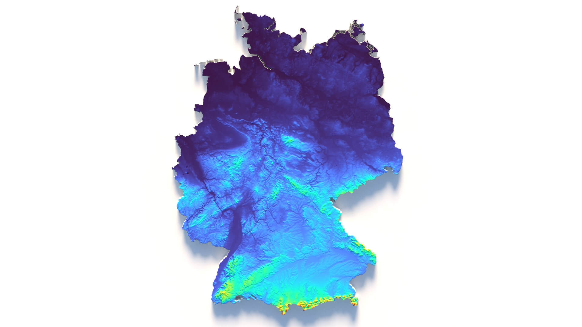 Germany Deutschland Terrain Map - 3D Model by 3dstudio
