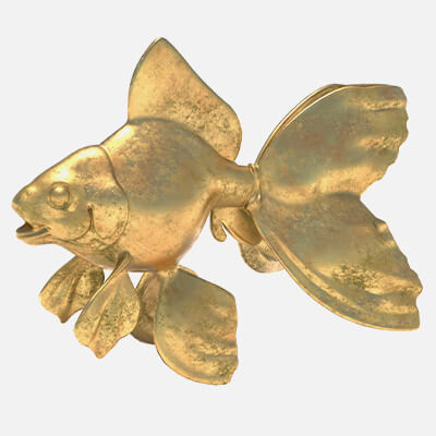 Gold Fish Metal Statue - 3D Model by 3dstudio
