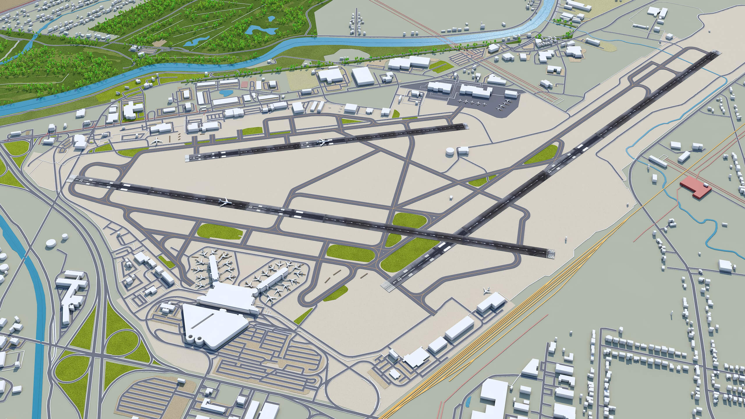 Greater Rochester International Airport - 3D Model by 3dstudio