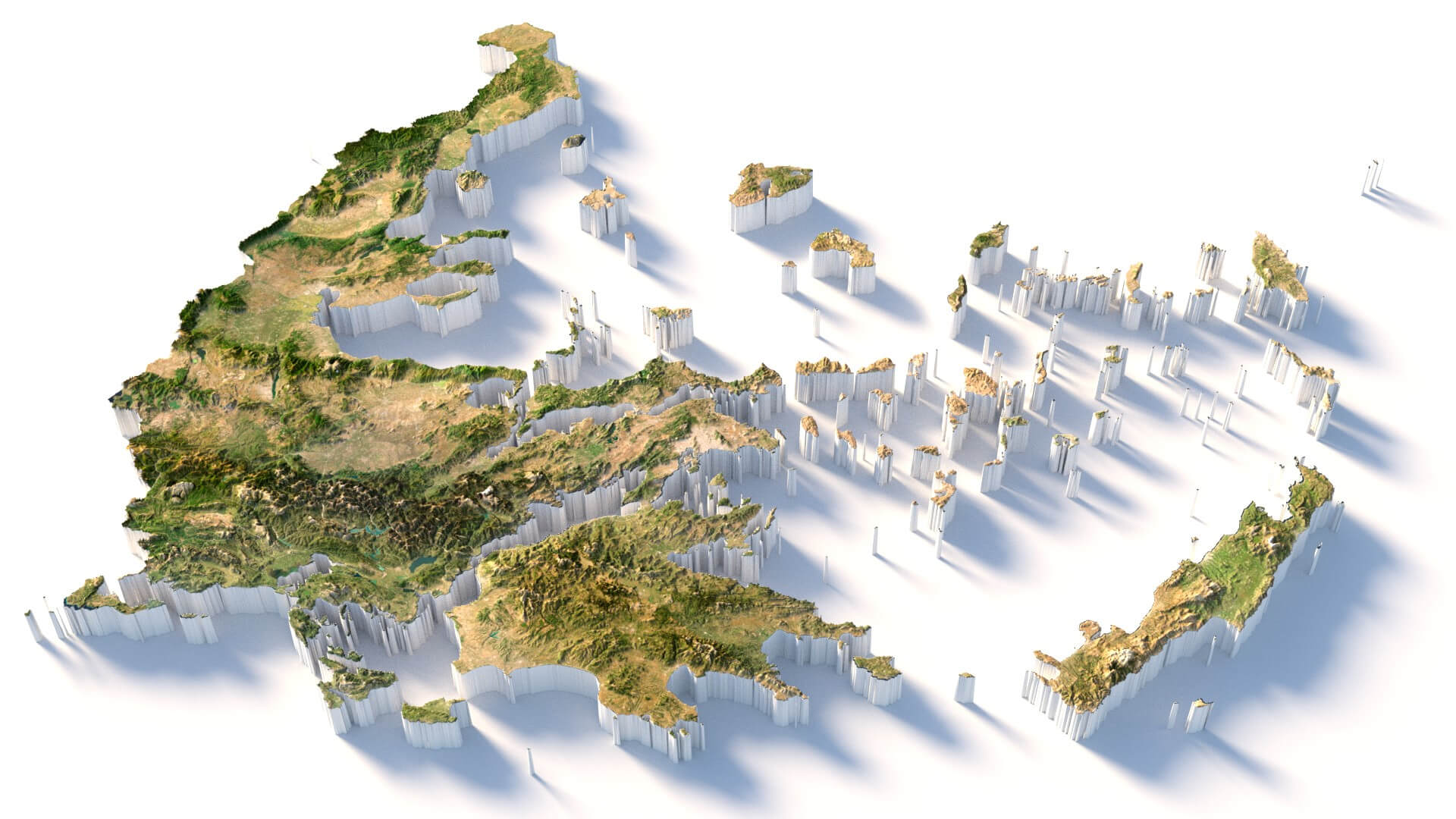 Greece Terrain Map - 3D Model by 3dstudio
