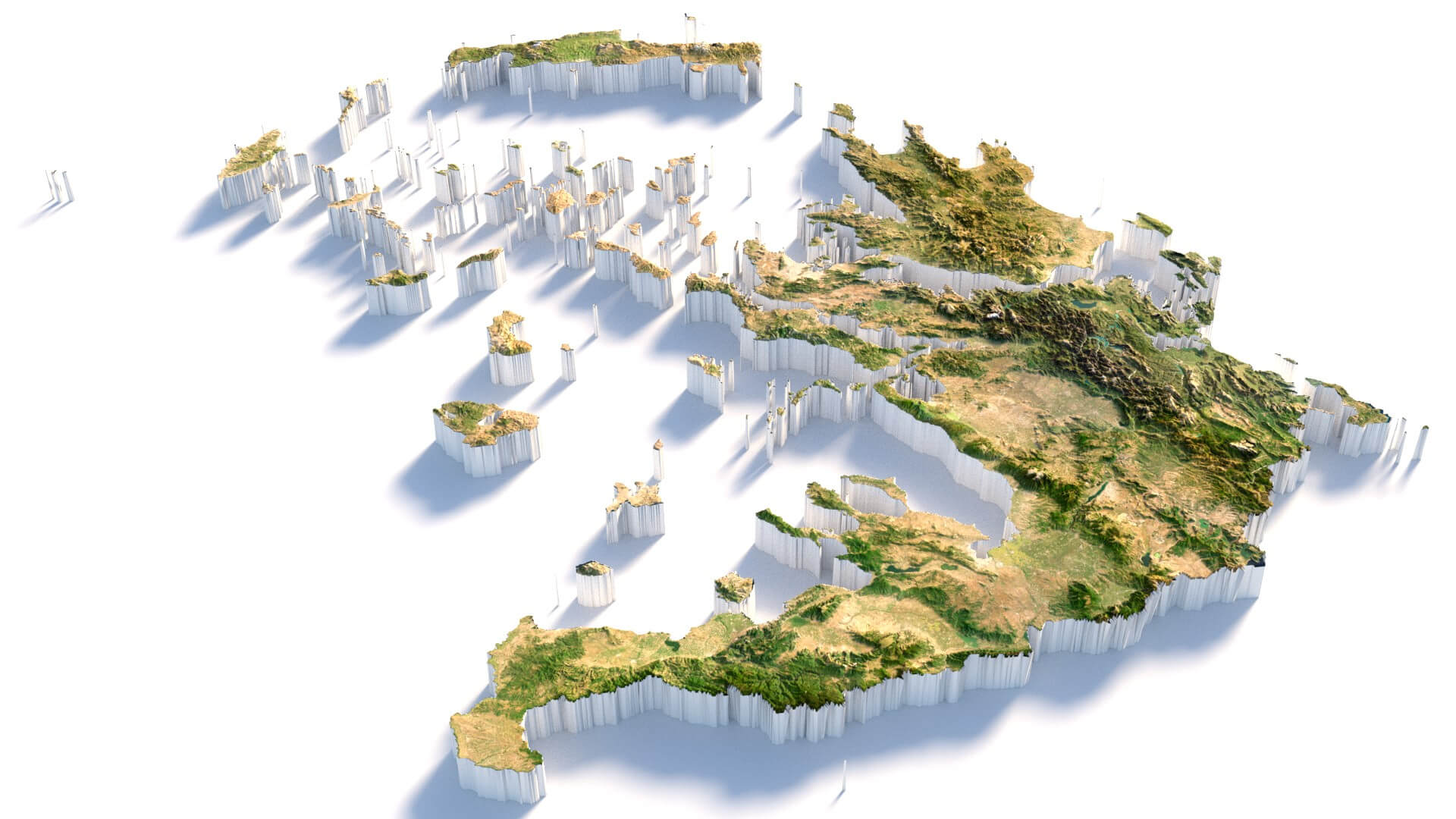 Greece Terrain Map - 3D Model by 3dstudio