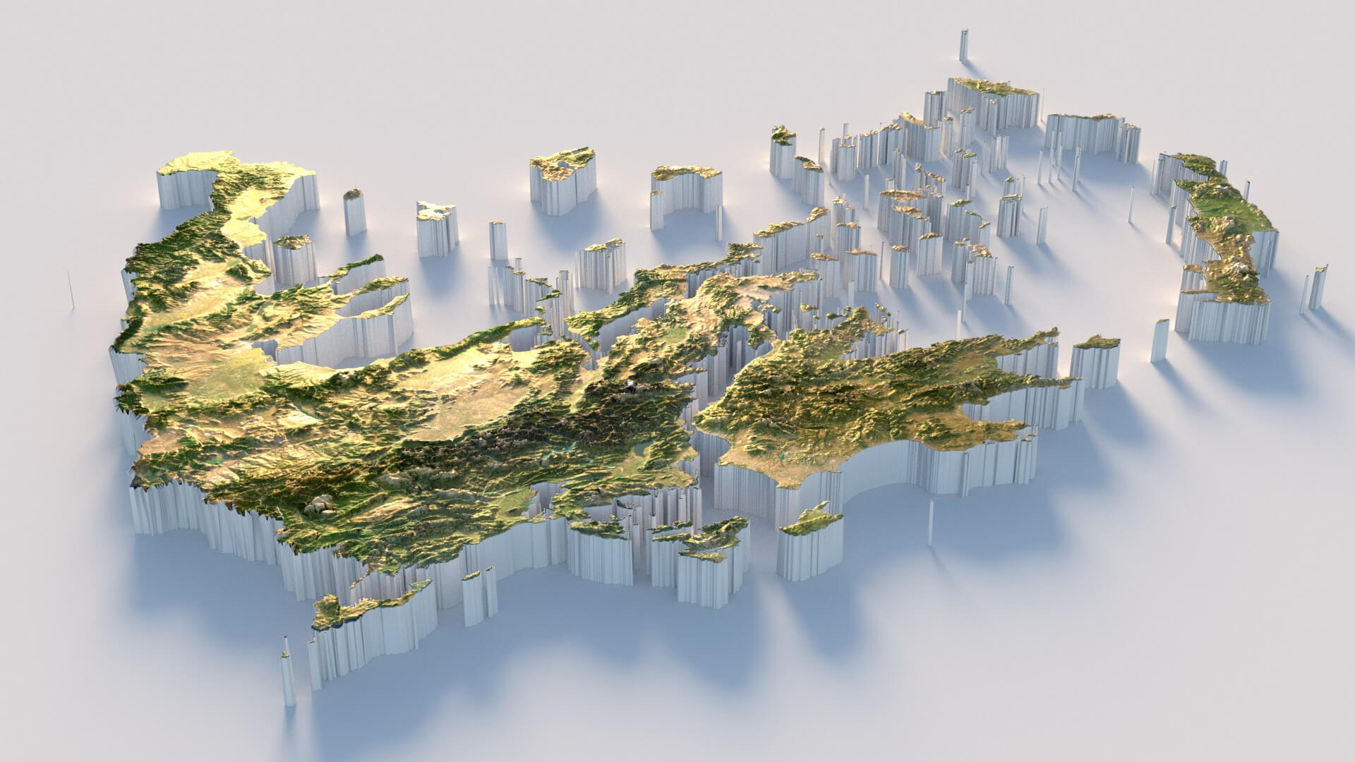Greece Terrain Map - 3D Model by 3dstudio