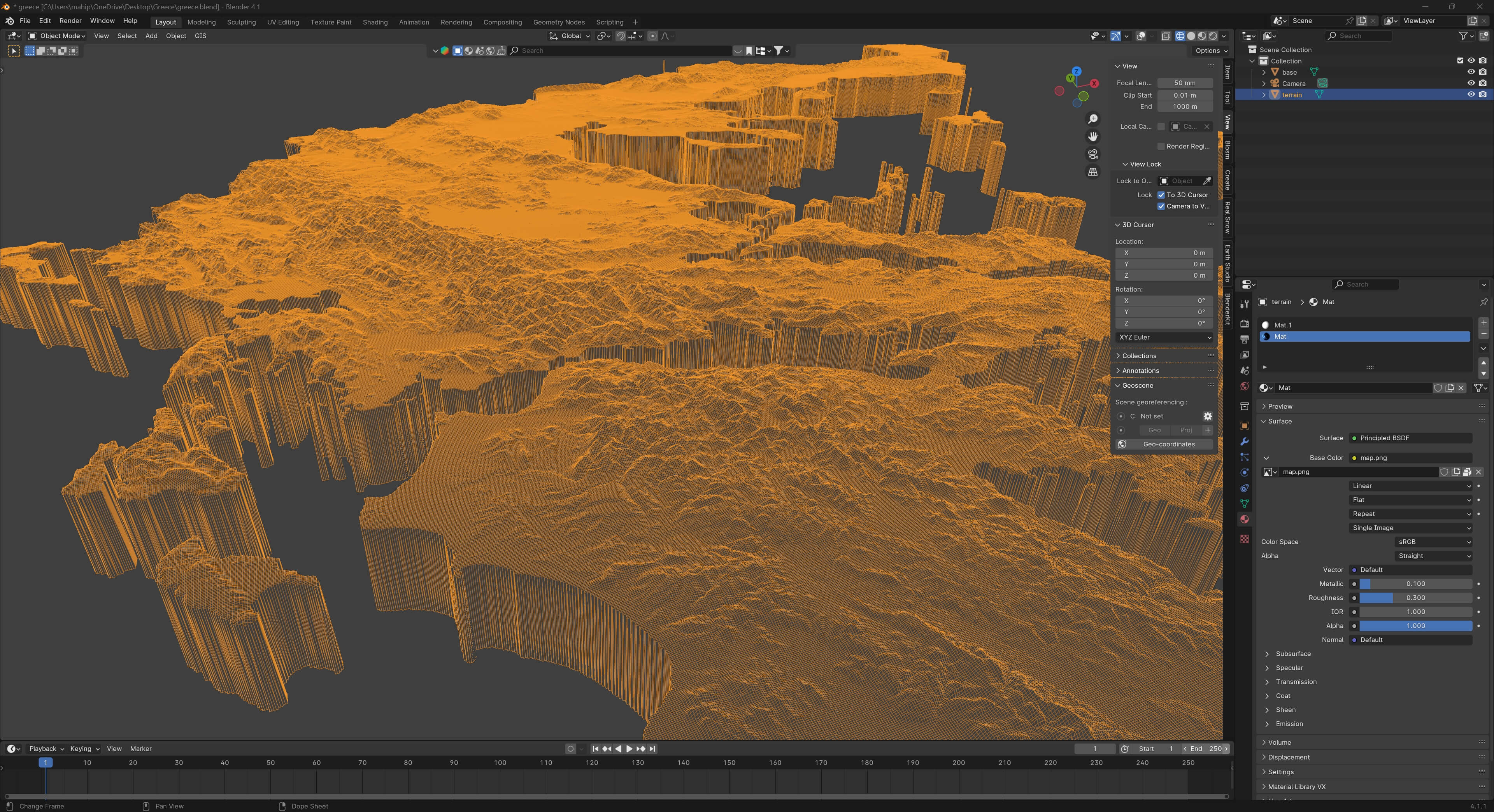 Greece Terrain Map - 3D Model by 3dstudio