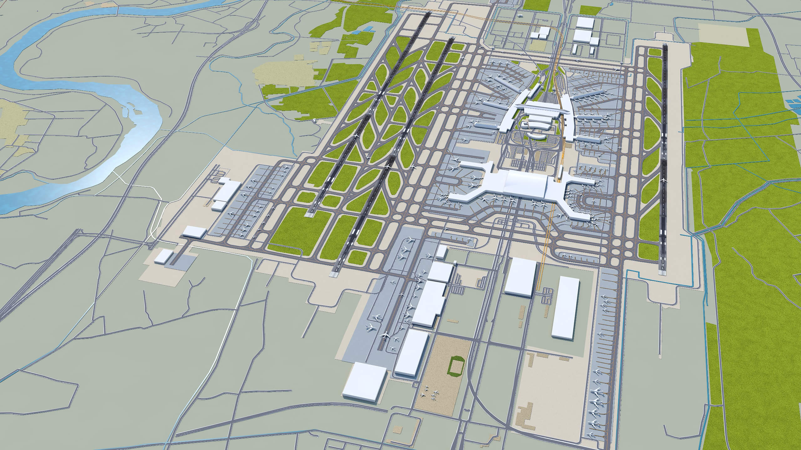 Guangzhou Baiyun International Airport - 3D Model by 3dstudio