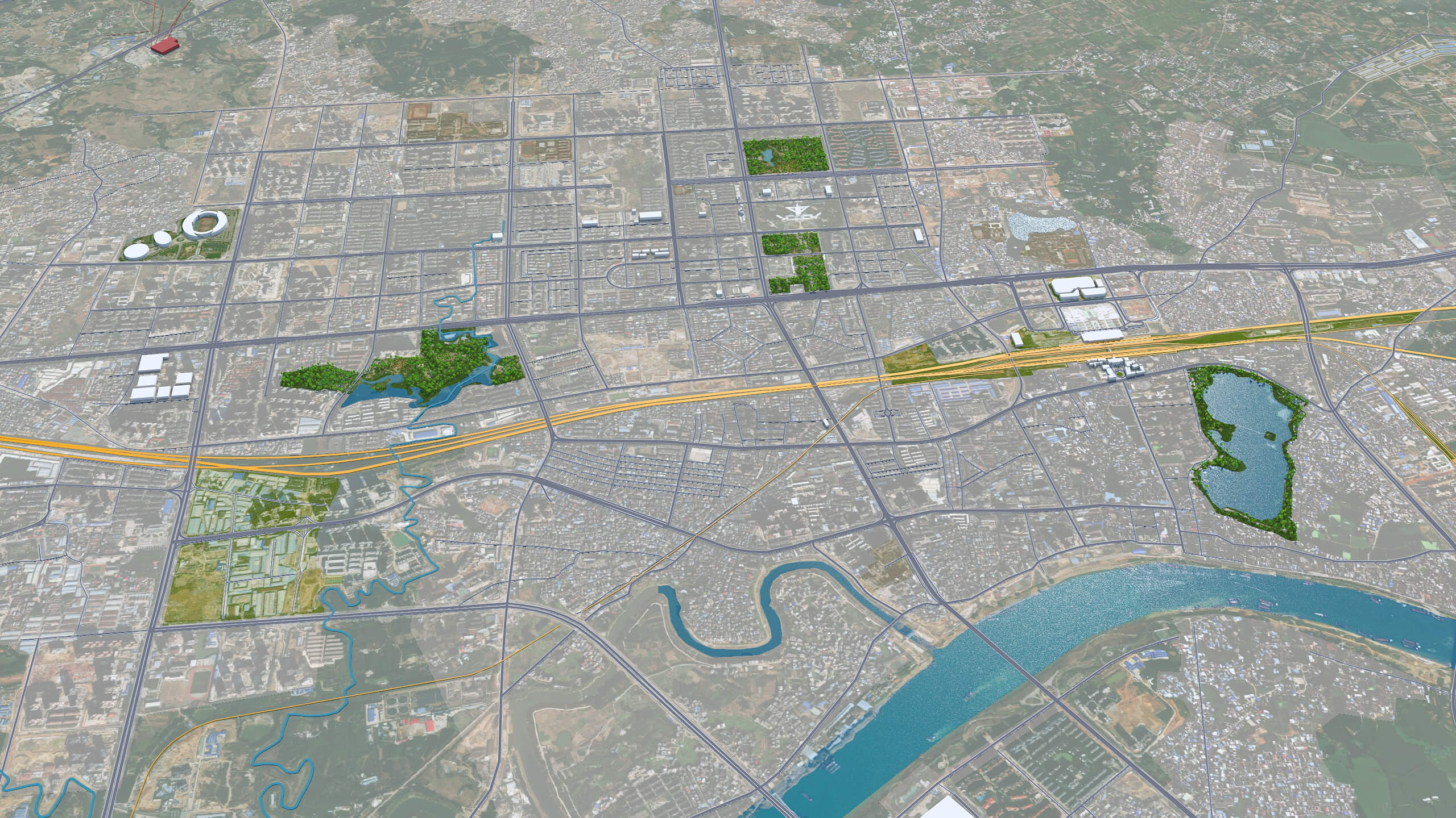 Guigang City Guangxi China 3D Model 20km by 3dstudio