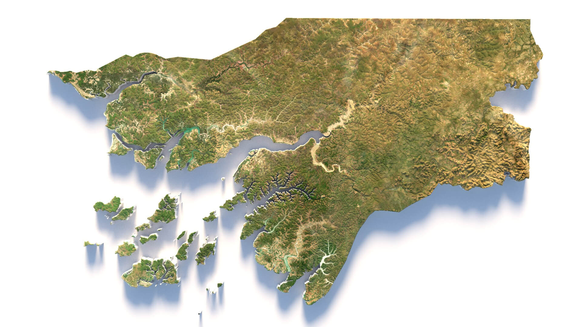 Guinea Bissau Terrain Map - 3D Model by 3dstudio