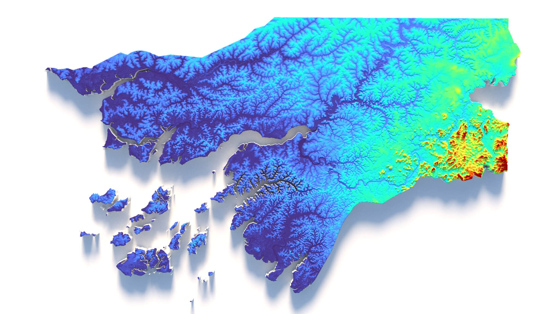 Guinea Bissau Terrain Map - 3D Model by 3dstudio