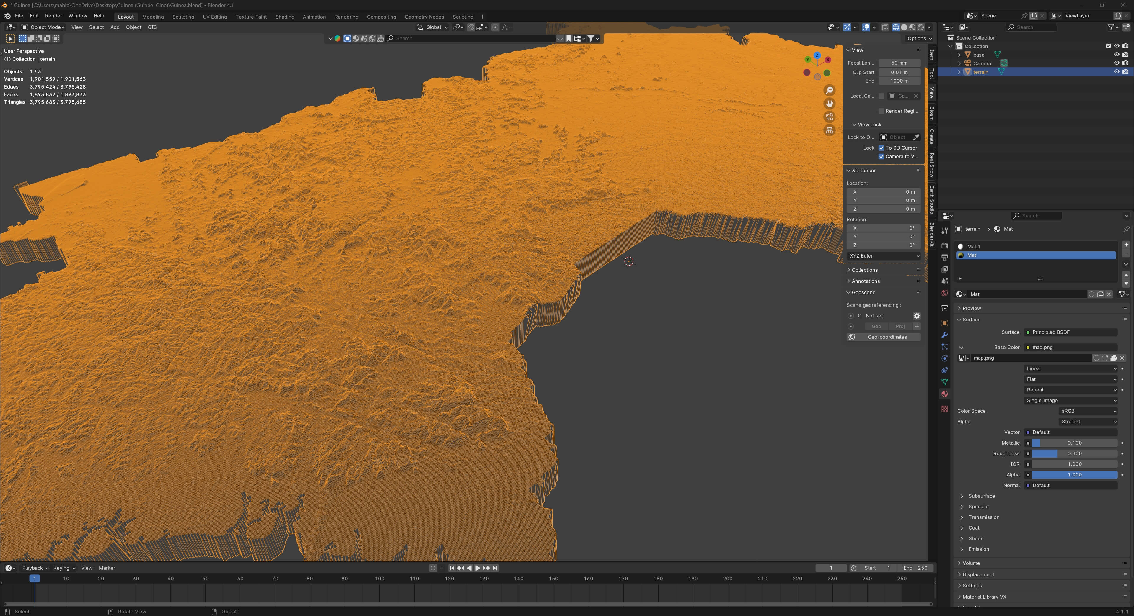 Guinea Terrain Map - 3D Model by 3dstudio