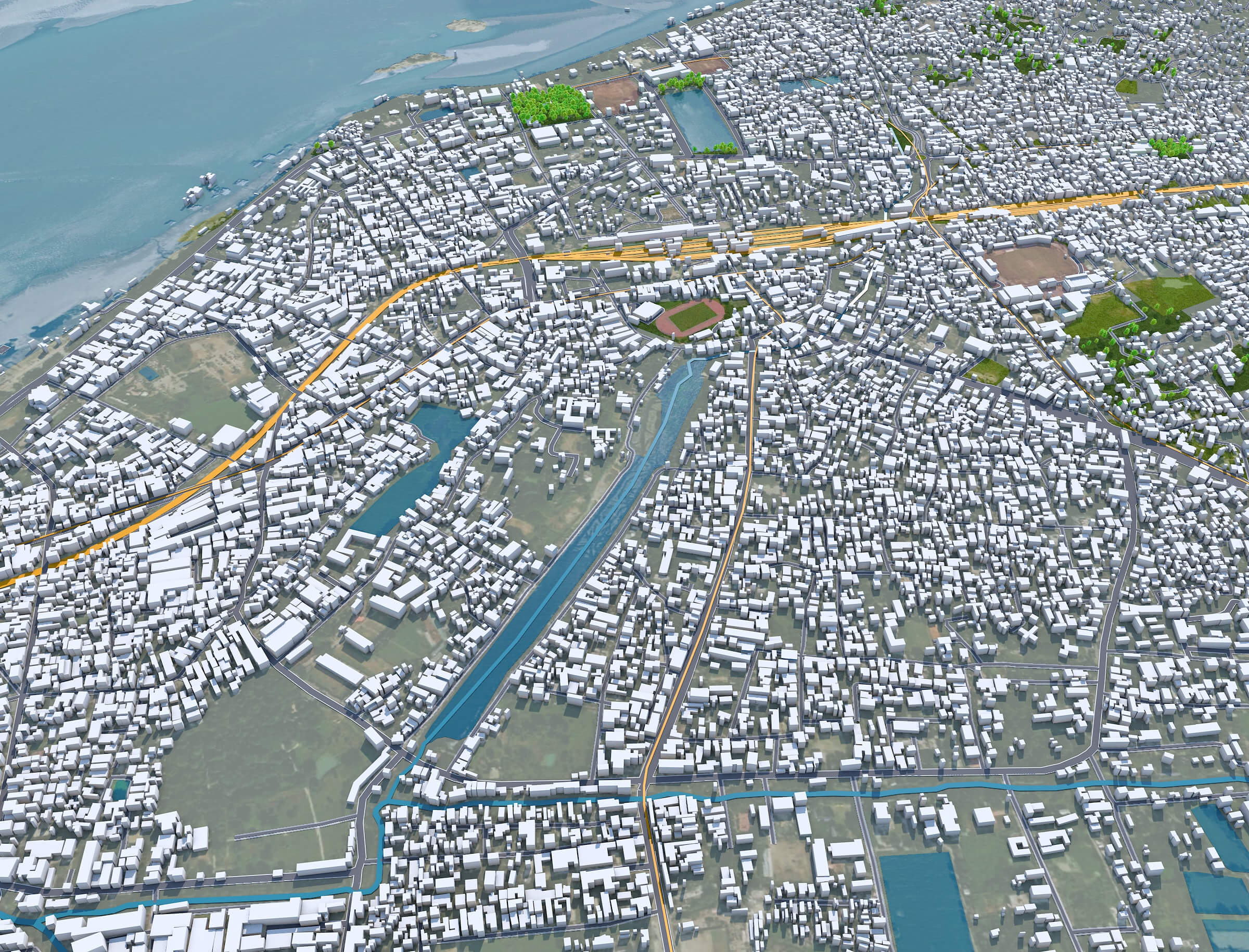 Guwahati City Assam India 3D Model 35km by 3dstudio