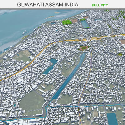 Guwahati City Assam India 3D Model 35km by 3dstudio