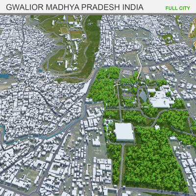 Gwalior City Madhya Pradesh India 3D Model 25km by 3dstudio