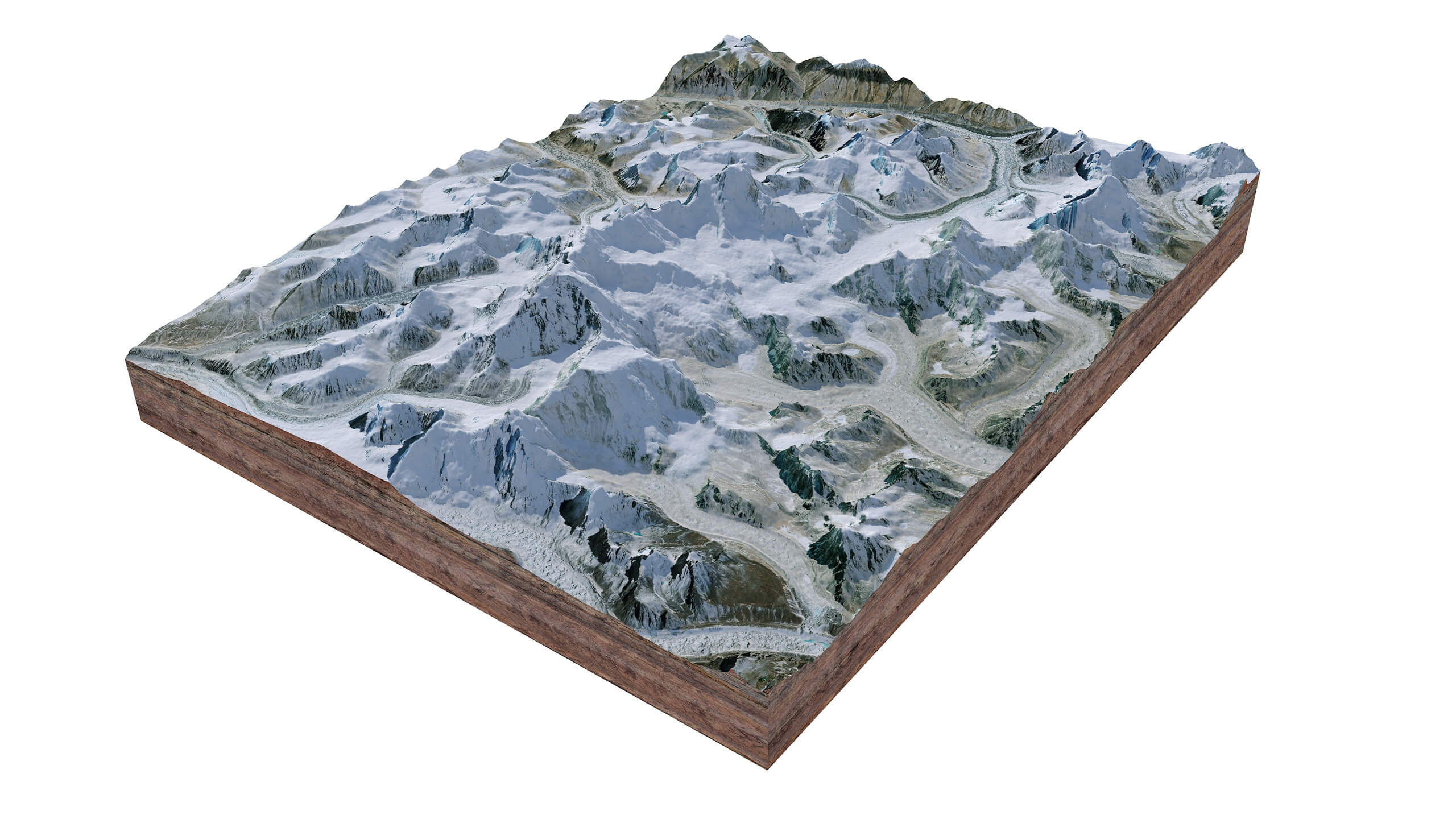 Gyachung Kang Mountain Nepal China Terrain 3D Model by 3dstudio