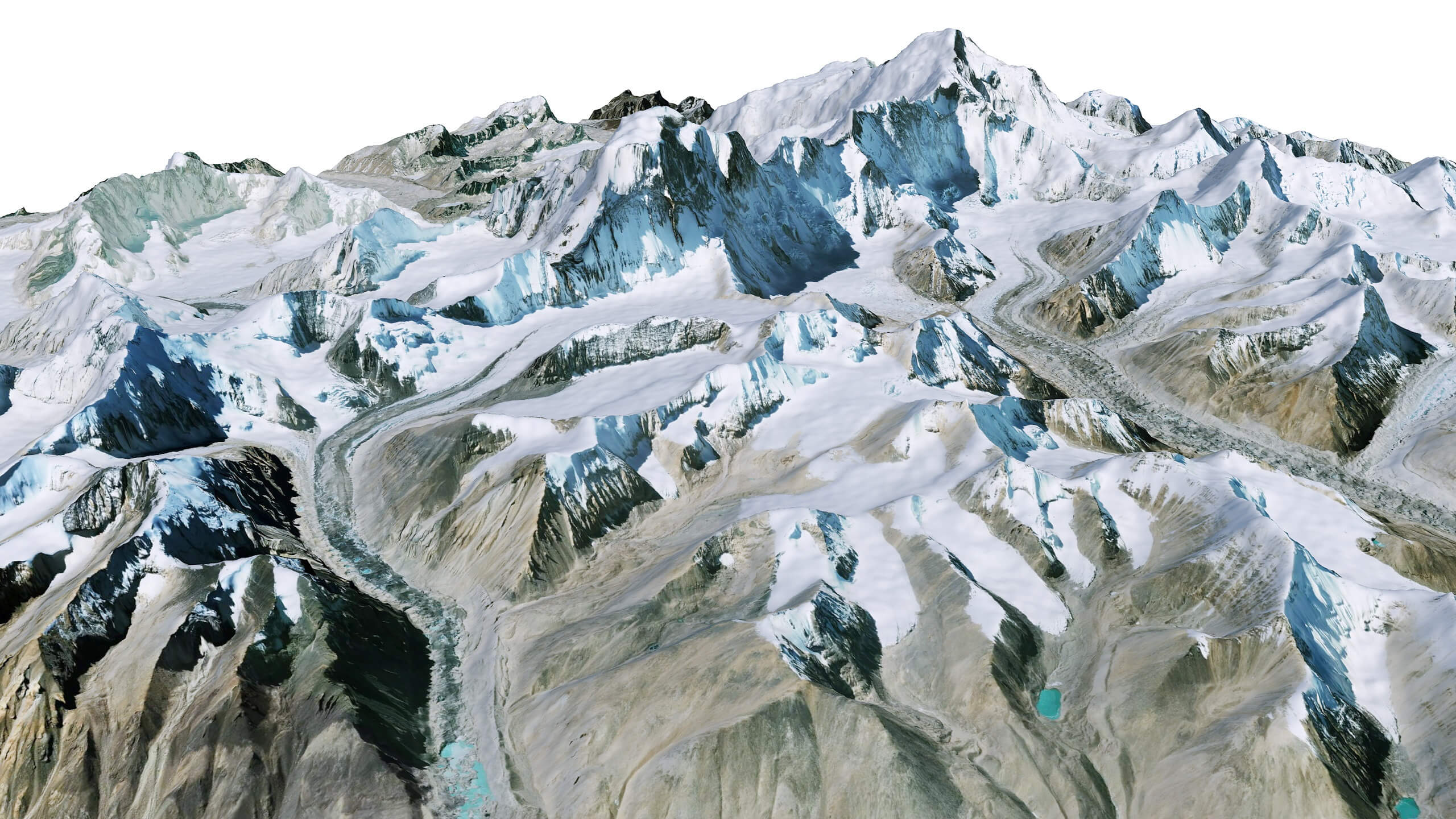 Gyachung Kang Mountain Nepal China Terrain 3D Model by 3dstudio