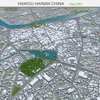 Haikou City Hainan China 3D Model 55km by 3dstudio