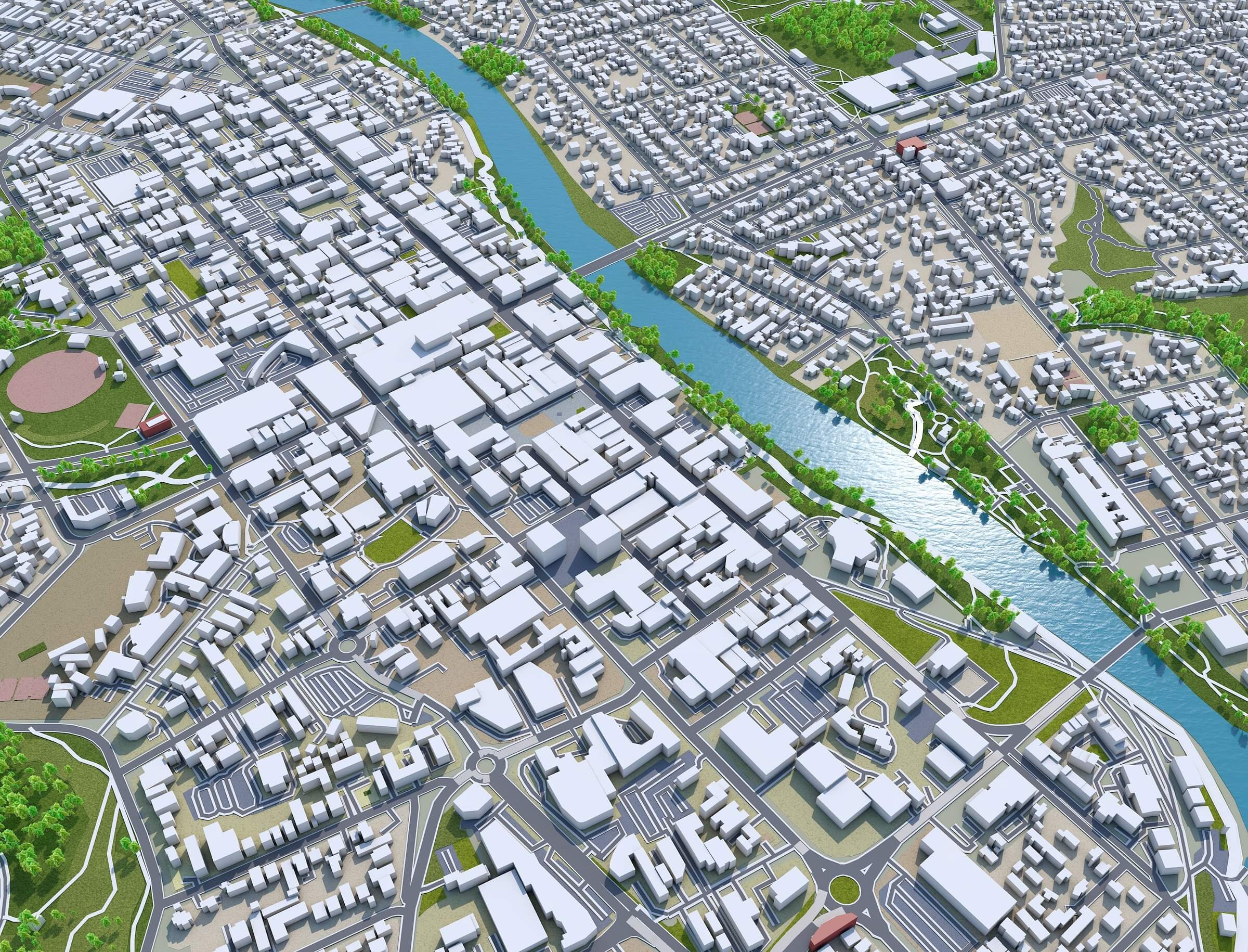 Hamilton, New Zealand 30km - 3D Model by 3dstudio