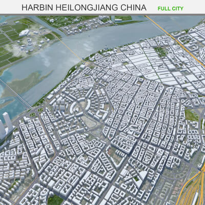 Harbin City Heilongjiang China 3D Model 90km by 3dstudio