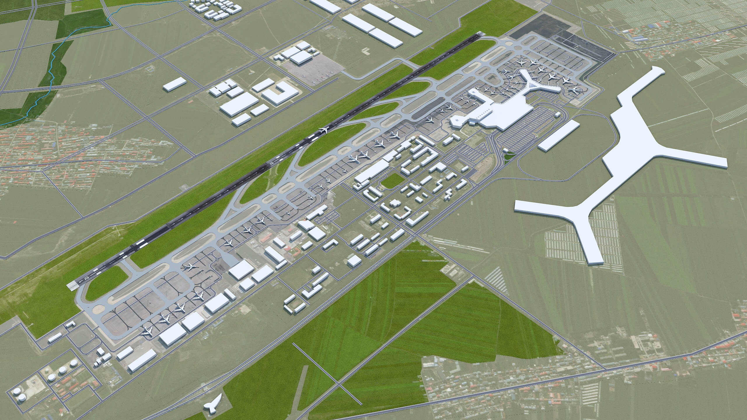 Harbin Taiping International Airport 10km - 3D Model by 3dstudio