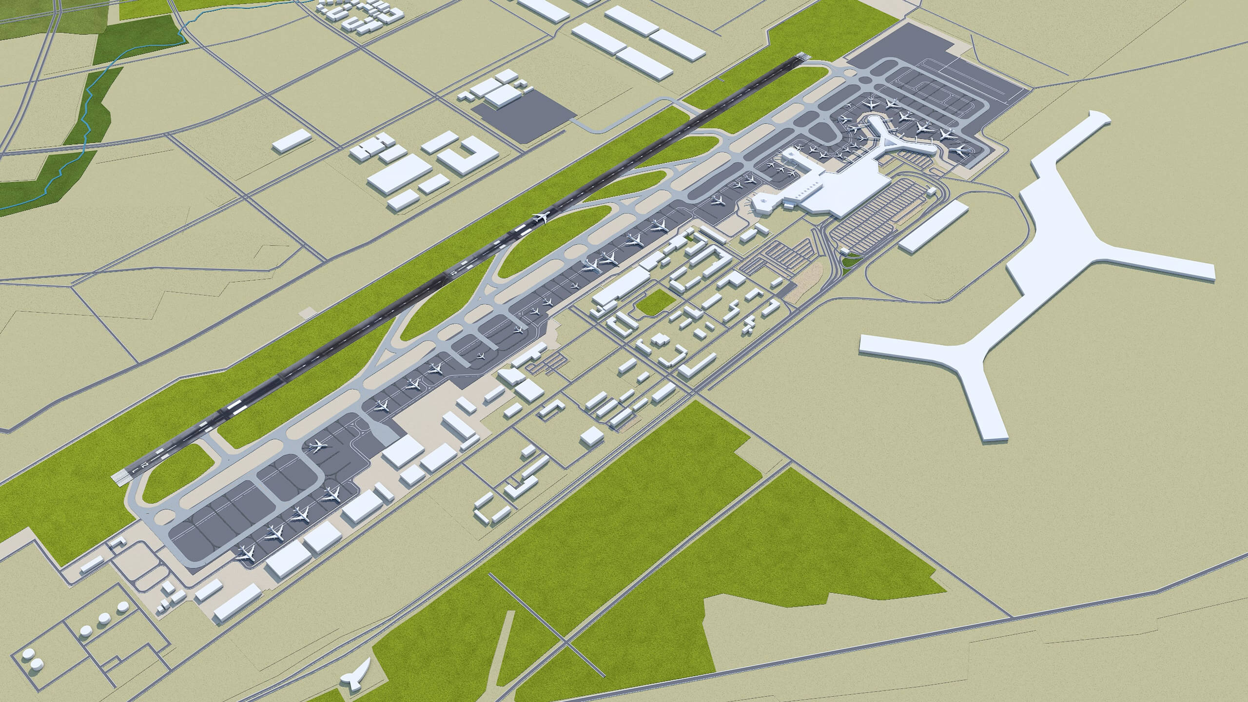 Harbin Taiping International Airport 10km - 3D Model by 3dstudio