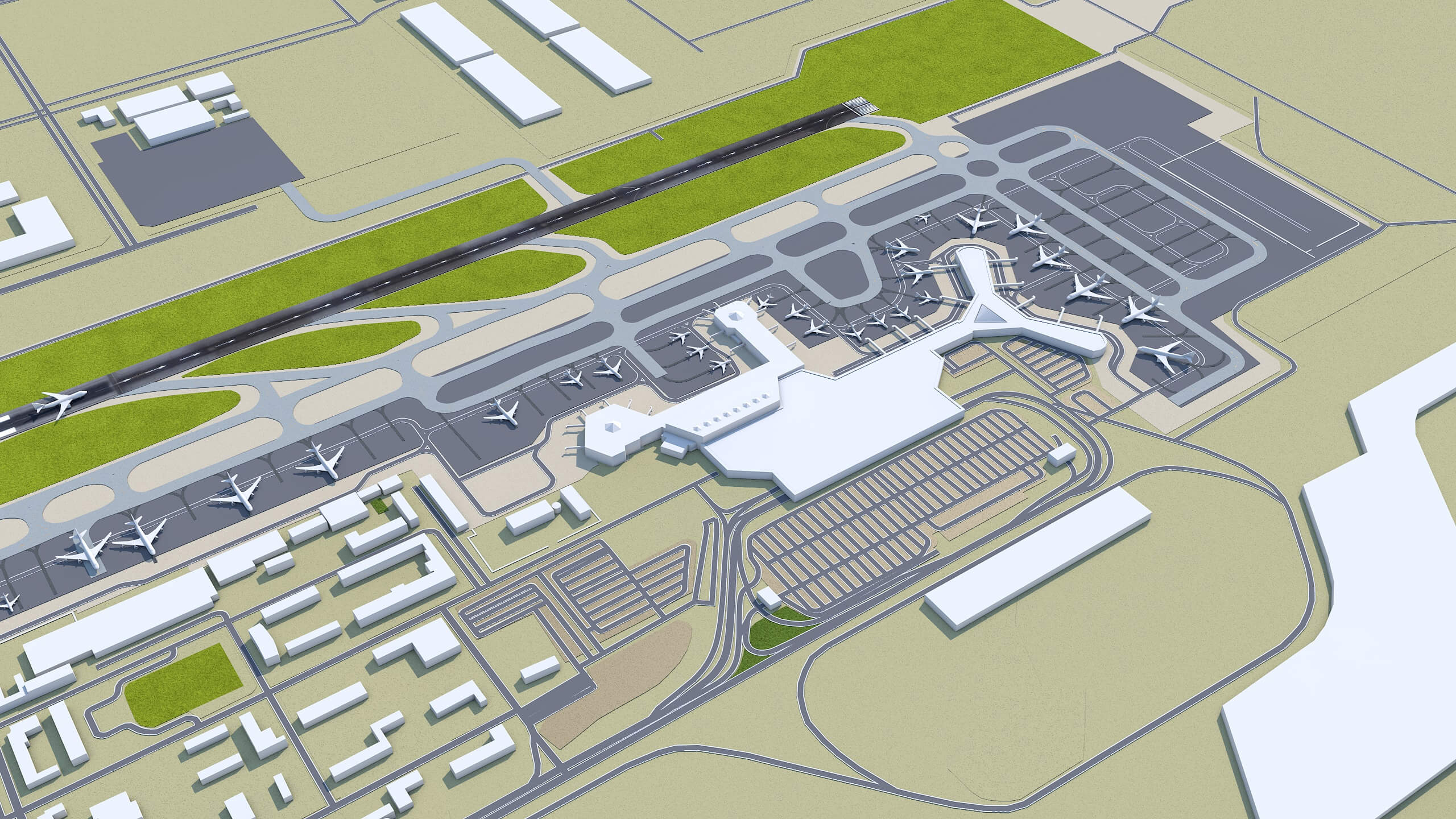 Harbin Taiping International Airport 10km - 3D Model by 3dstudio
