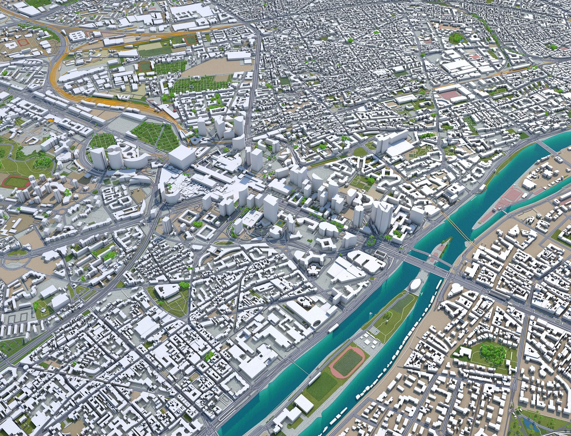 Hauts-de-Seine Greater, Paris 50km 3D Model by 3dstudio