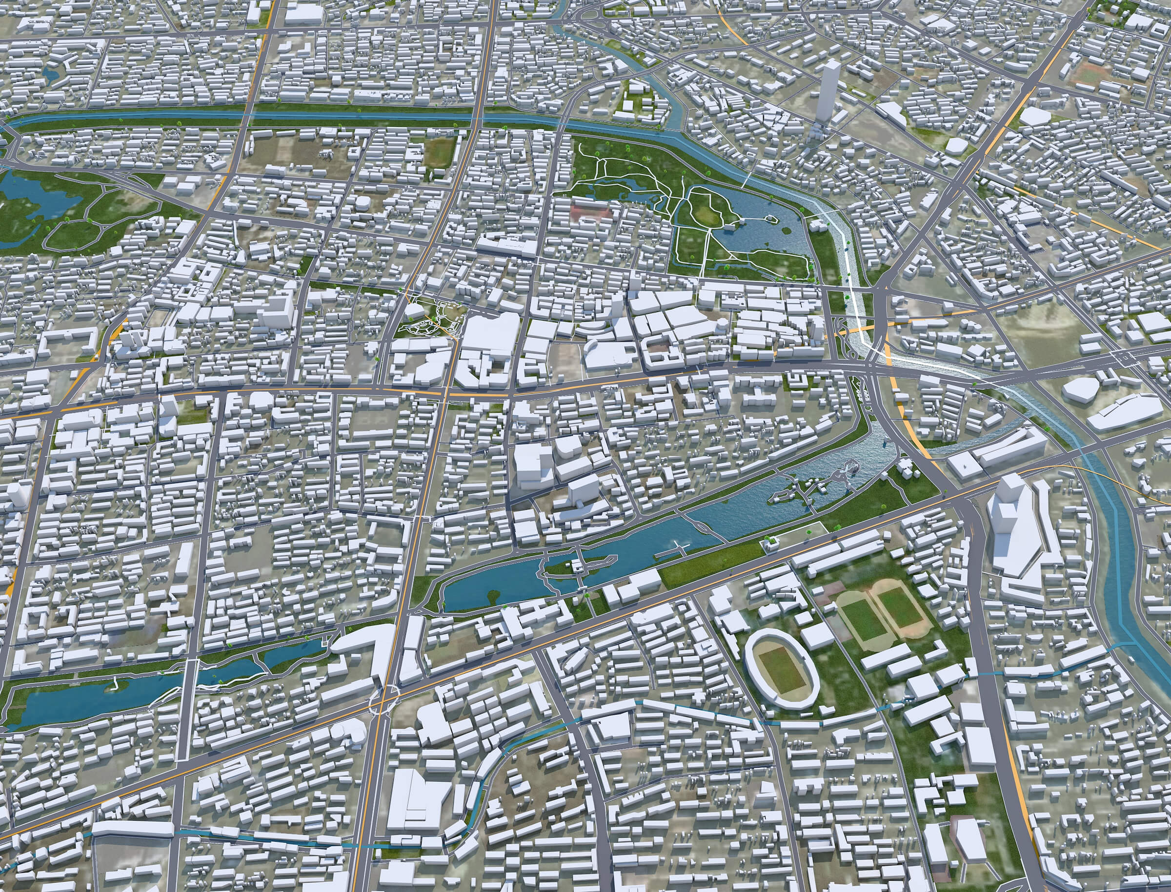 Hefei Anhui City China 3D Model 70km by 3dstudio