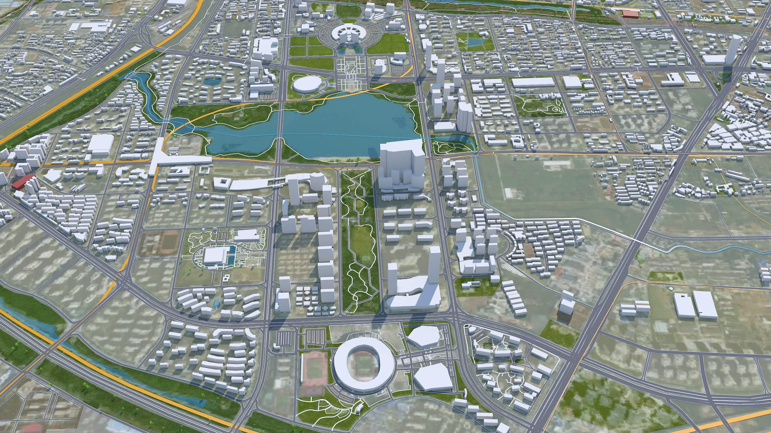Hefei Anhui City China 3D Model 70km by 3dstudio