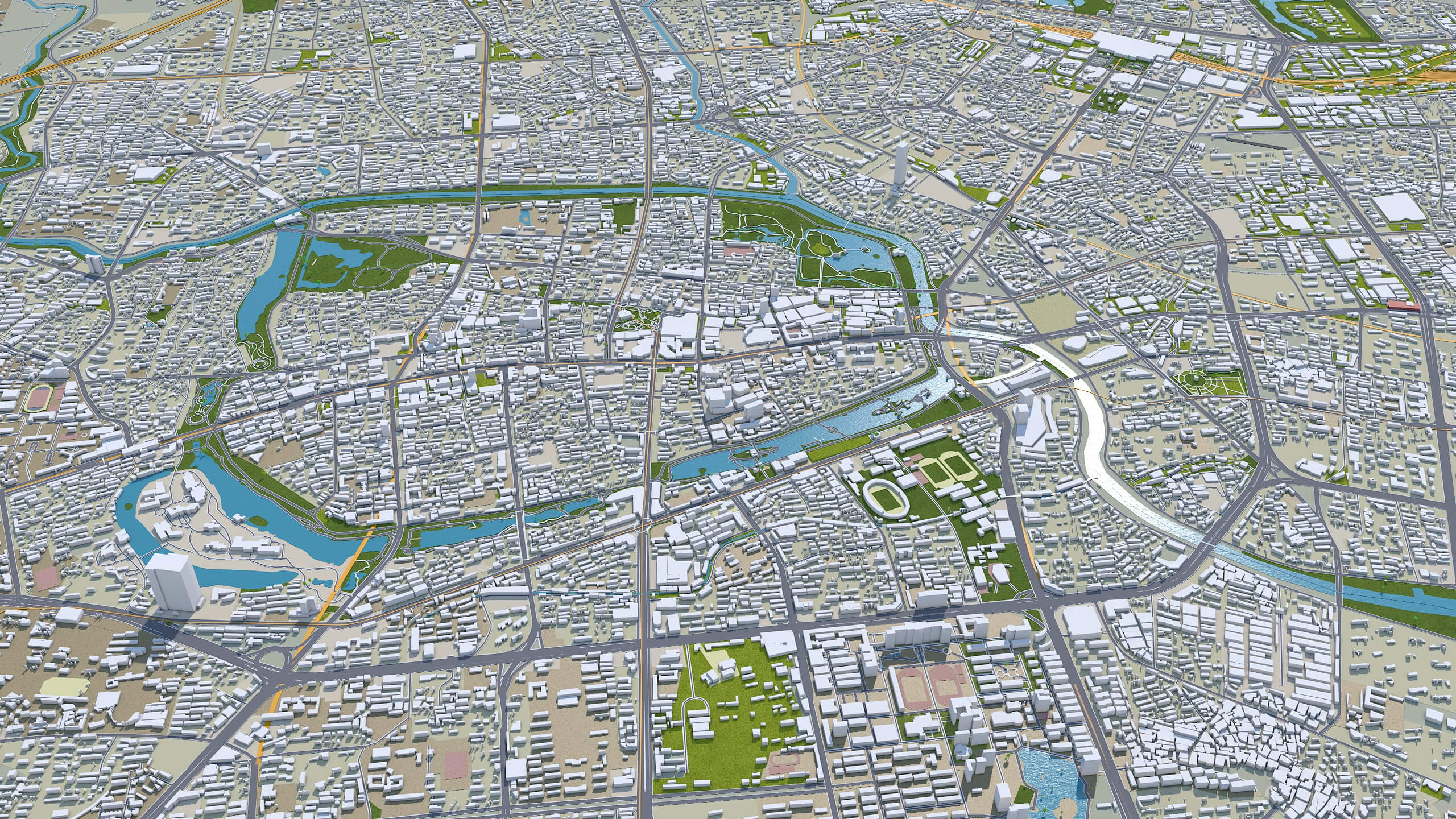 Hefei Anhui City China 3D Model 70km by 3dstudio