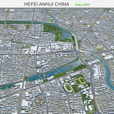 Hefei Anhui City China 3D Model 70km by 3dstudio