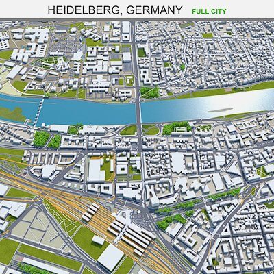 Heidelberg, Germany 30Km - 3D Model by 3dstudio