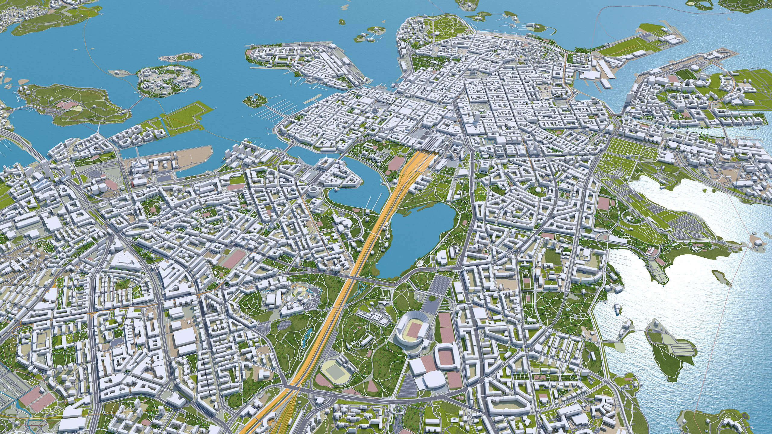 Helsinki City Finland 50km - 3D Model by 3dstudio
