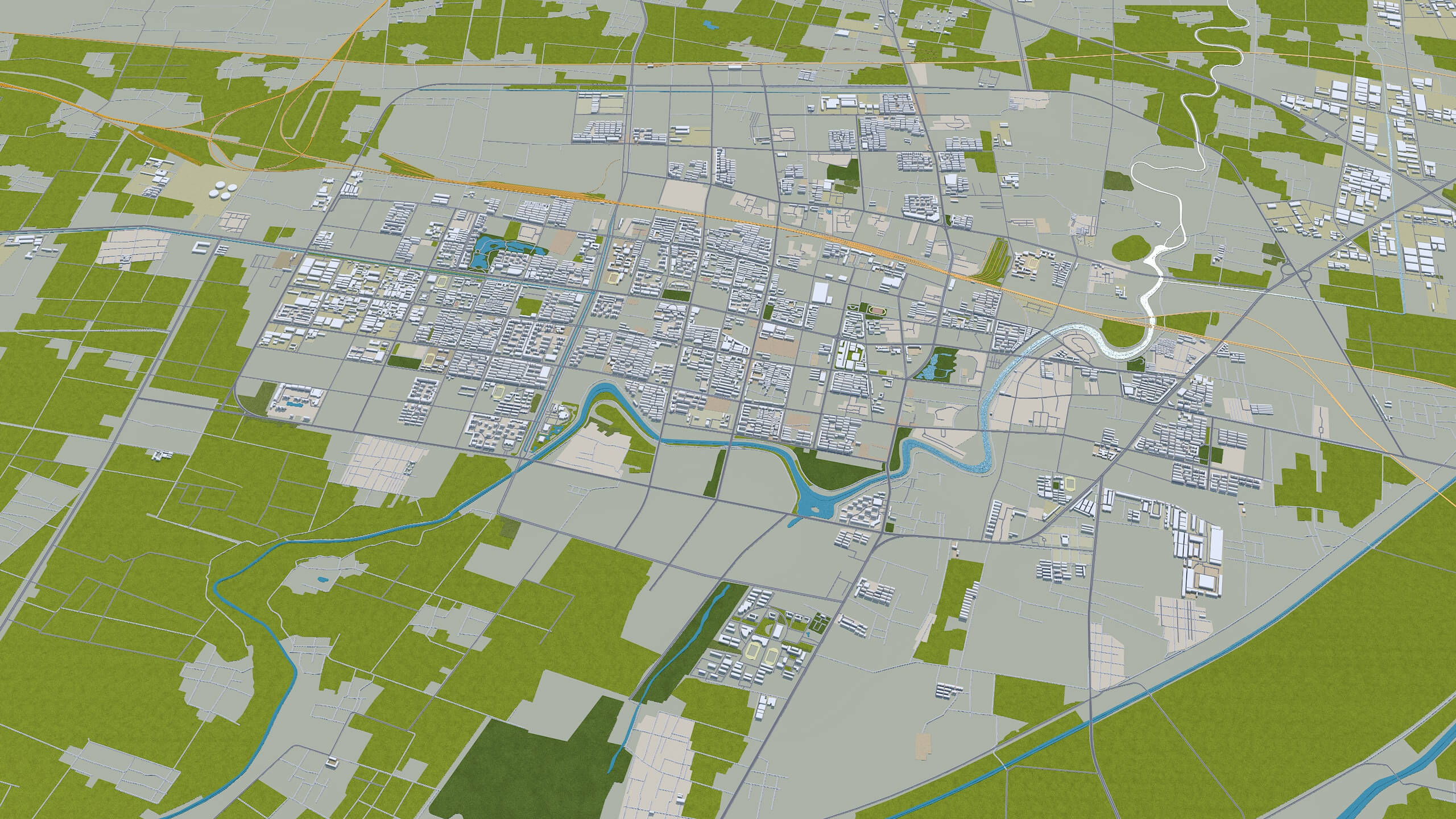 Hengshui City Hebei China 3D Model 25km by 3dstudio