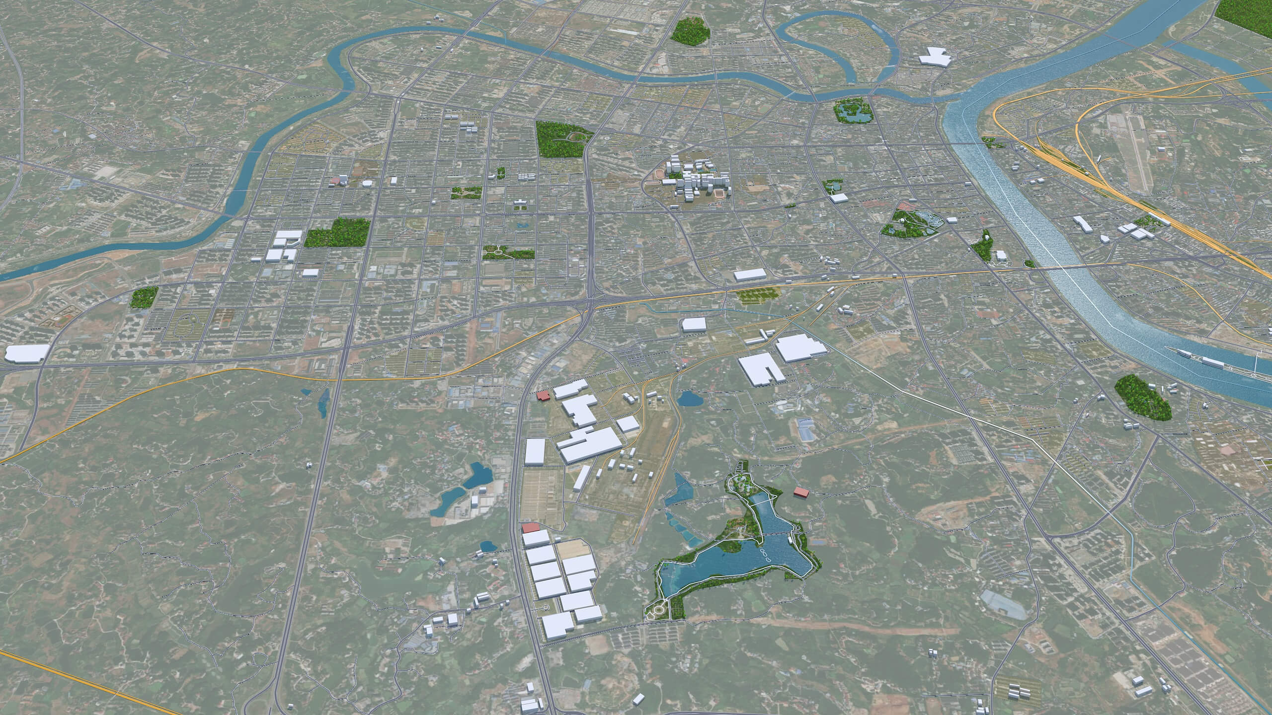 Hengyang City Hunan China 3D Model 50km by 3dstudio