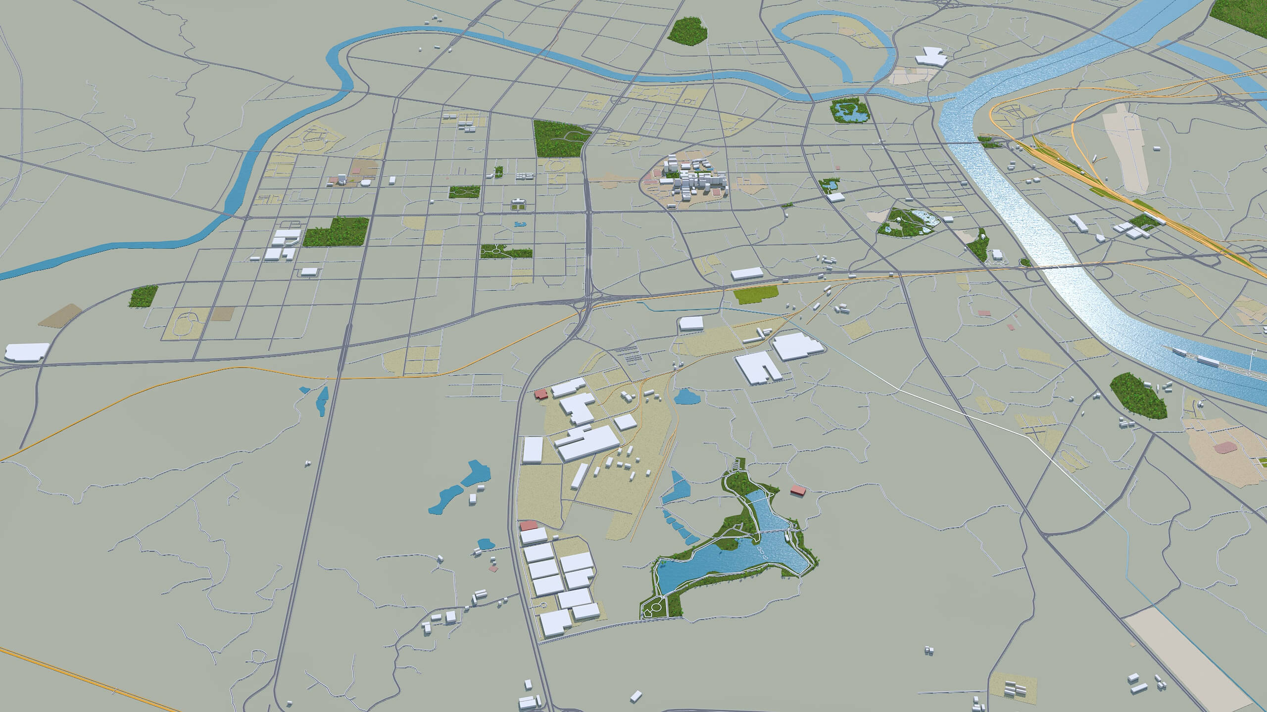 Hengyang City Hunan China 3D Model 50km by 3dstudio