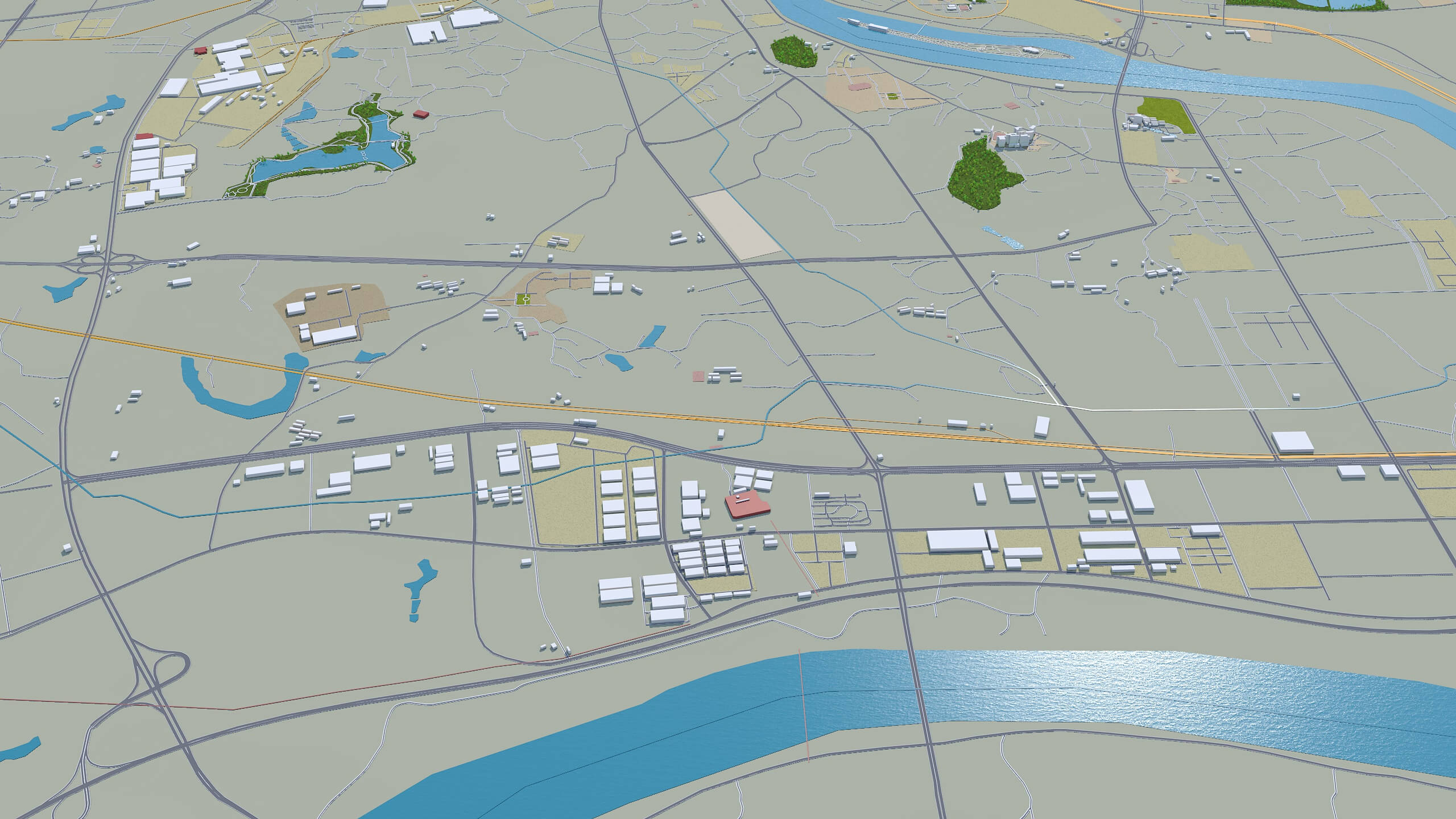 Hengyang City Hunan China 3D Model 50km by 3dstudio