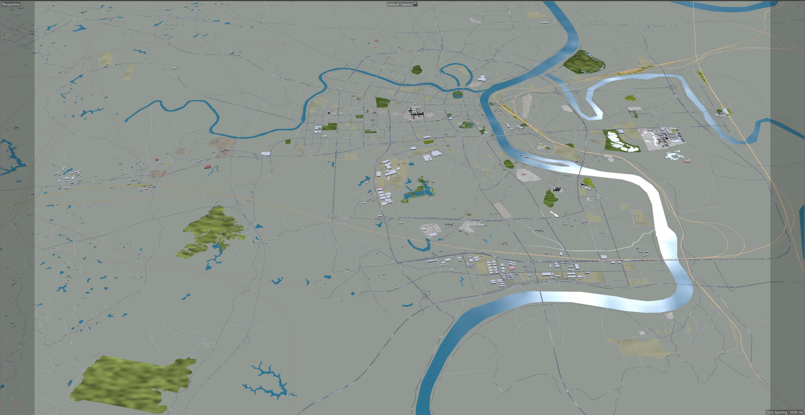 Hengyang City Hunan China 3D Model 50km by 3dstudio