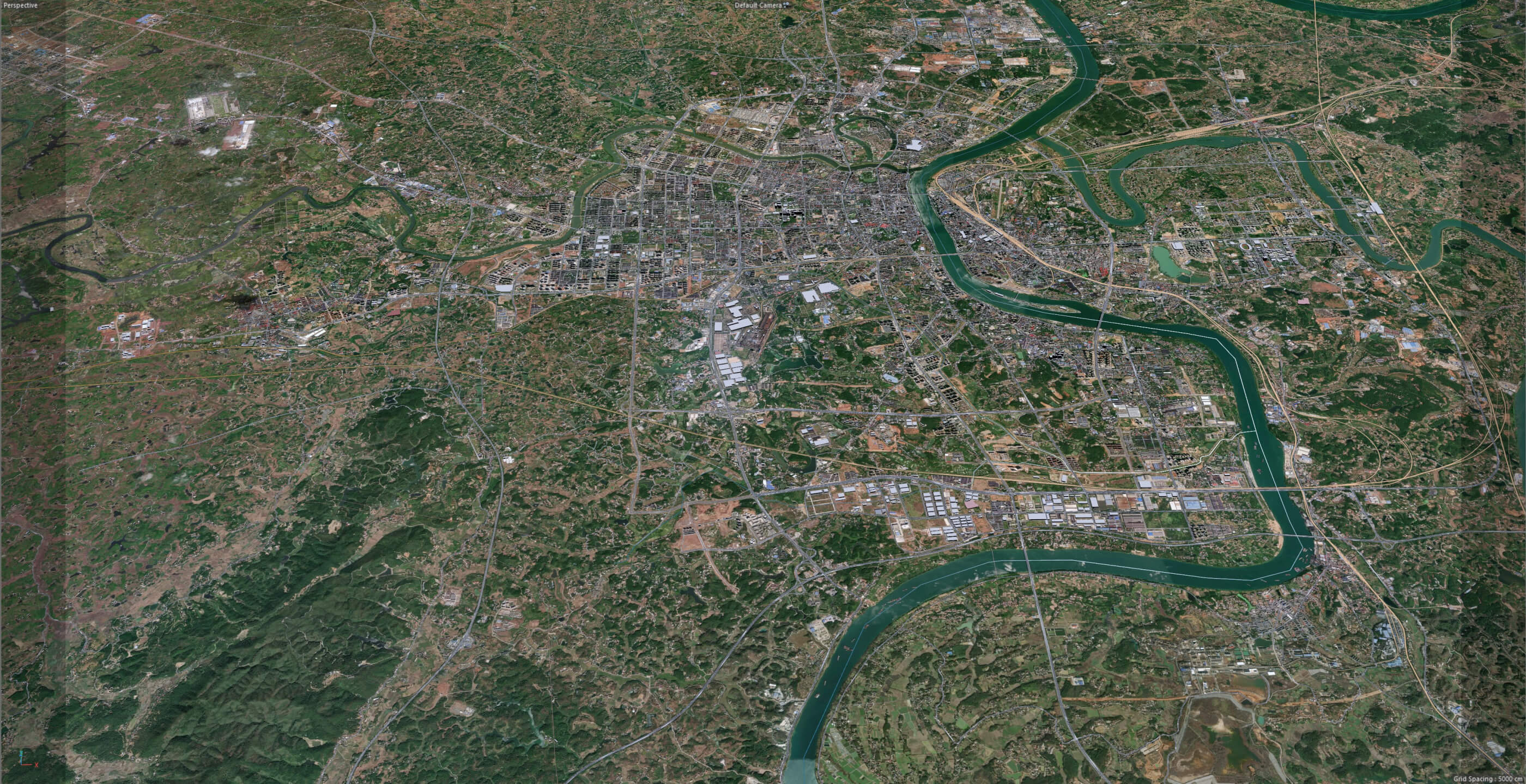 Hengyang City Hunan China 3D Model 50km by 3dstudio