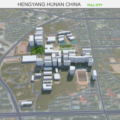 Hengyang City Hunan China 3D Model 50km by 3dstudio