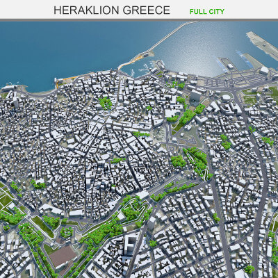 Heraklion City Greece 3D Model 30km by 3dstudio