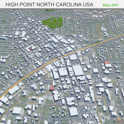 High Point City North Carolina USA 3D Model 50km by 3dstudio
