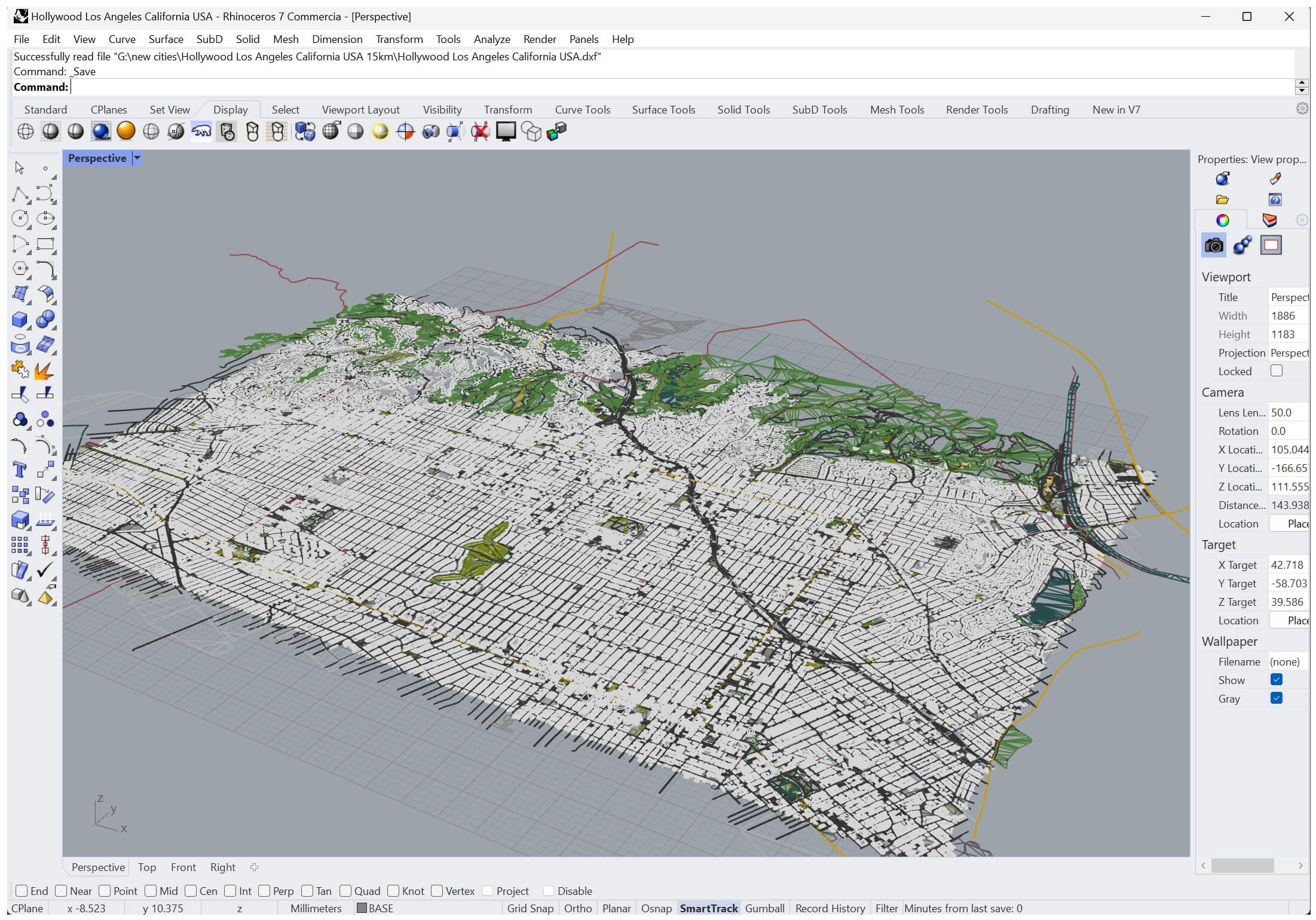 Hollywood Los Angeles City California USA 3D Model 15km by 3dstudio