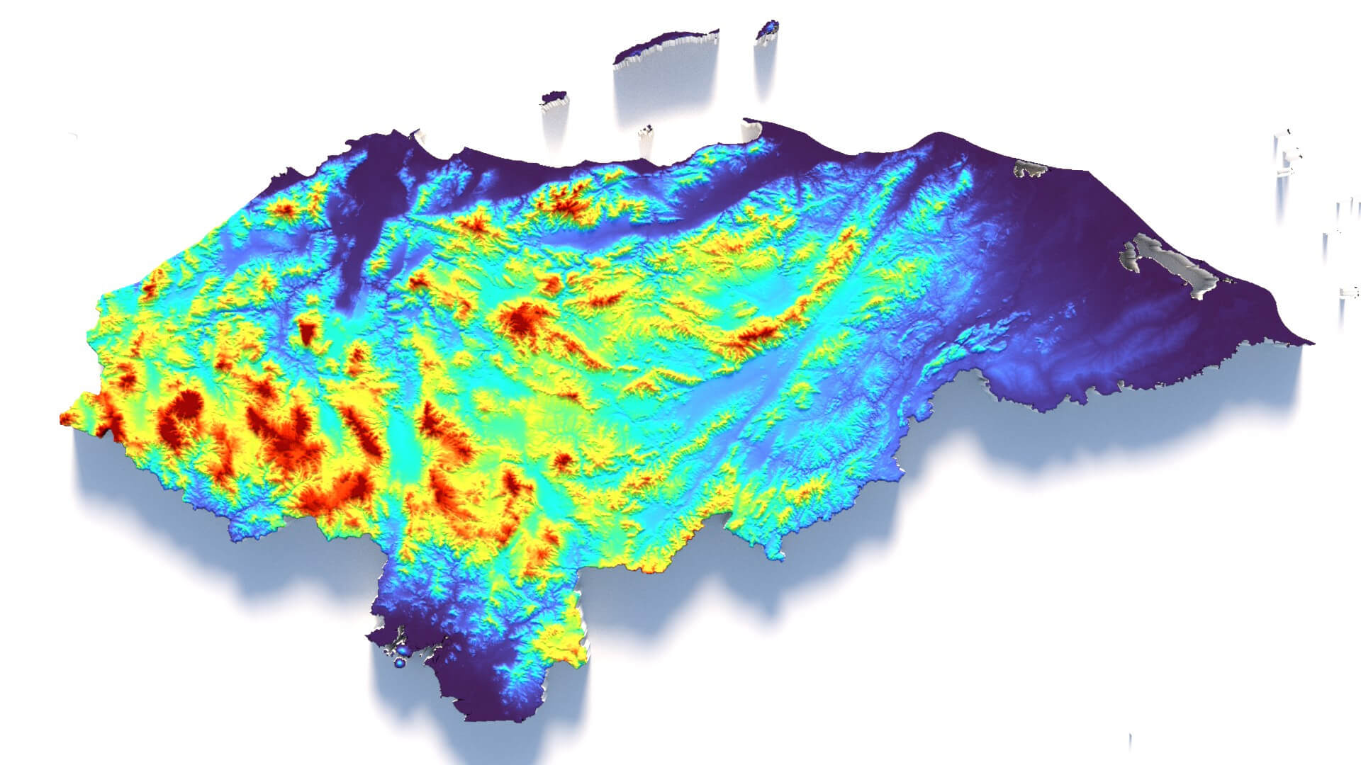 Honduras Terrain Map - 3D Model by 3dstudio