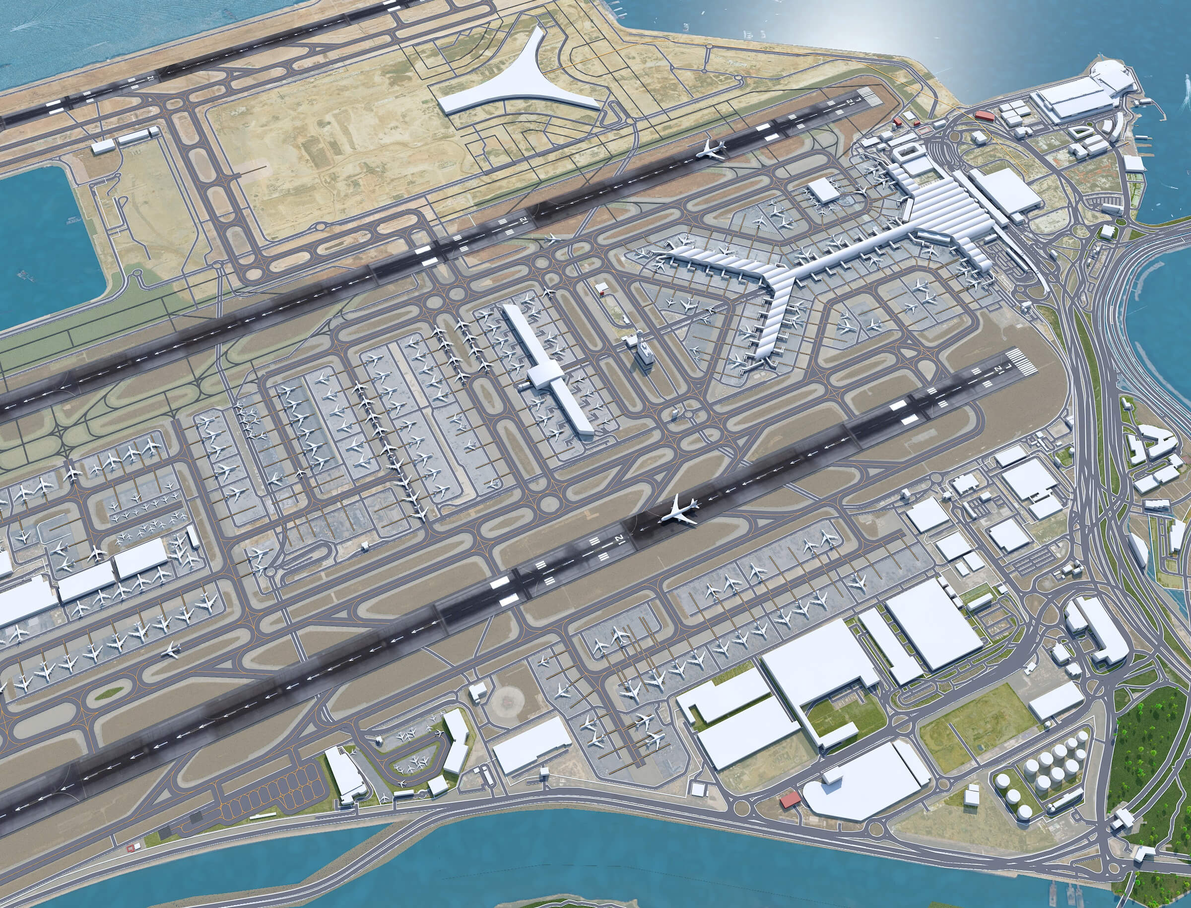 Hong Kong Airport - 3D Model by 3dstudio