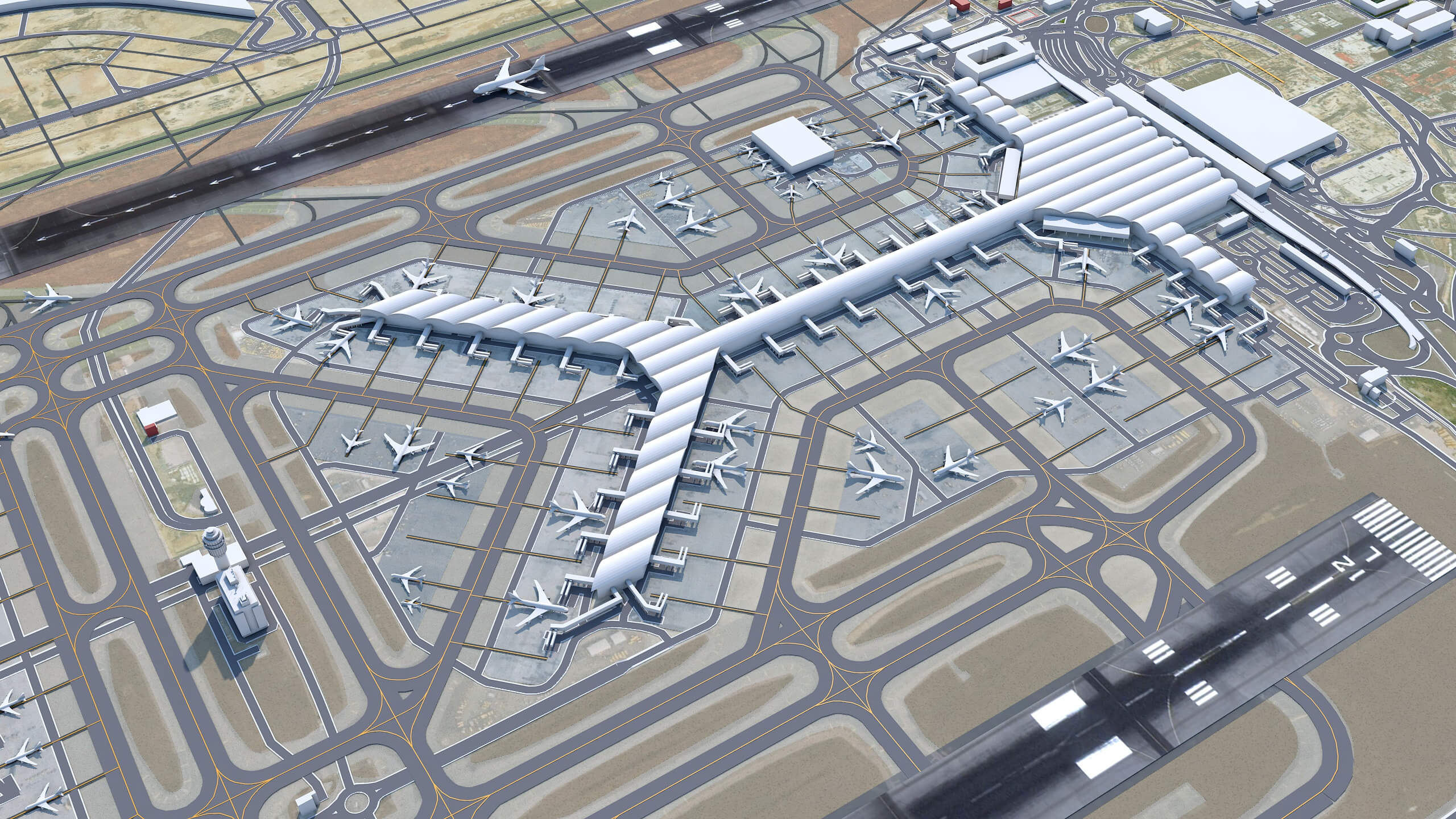 Hong Kong Airport - 3D Model by 3dstudio