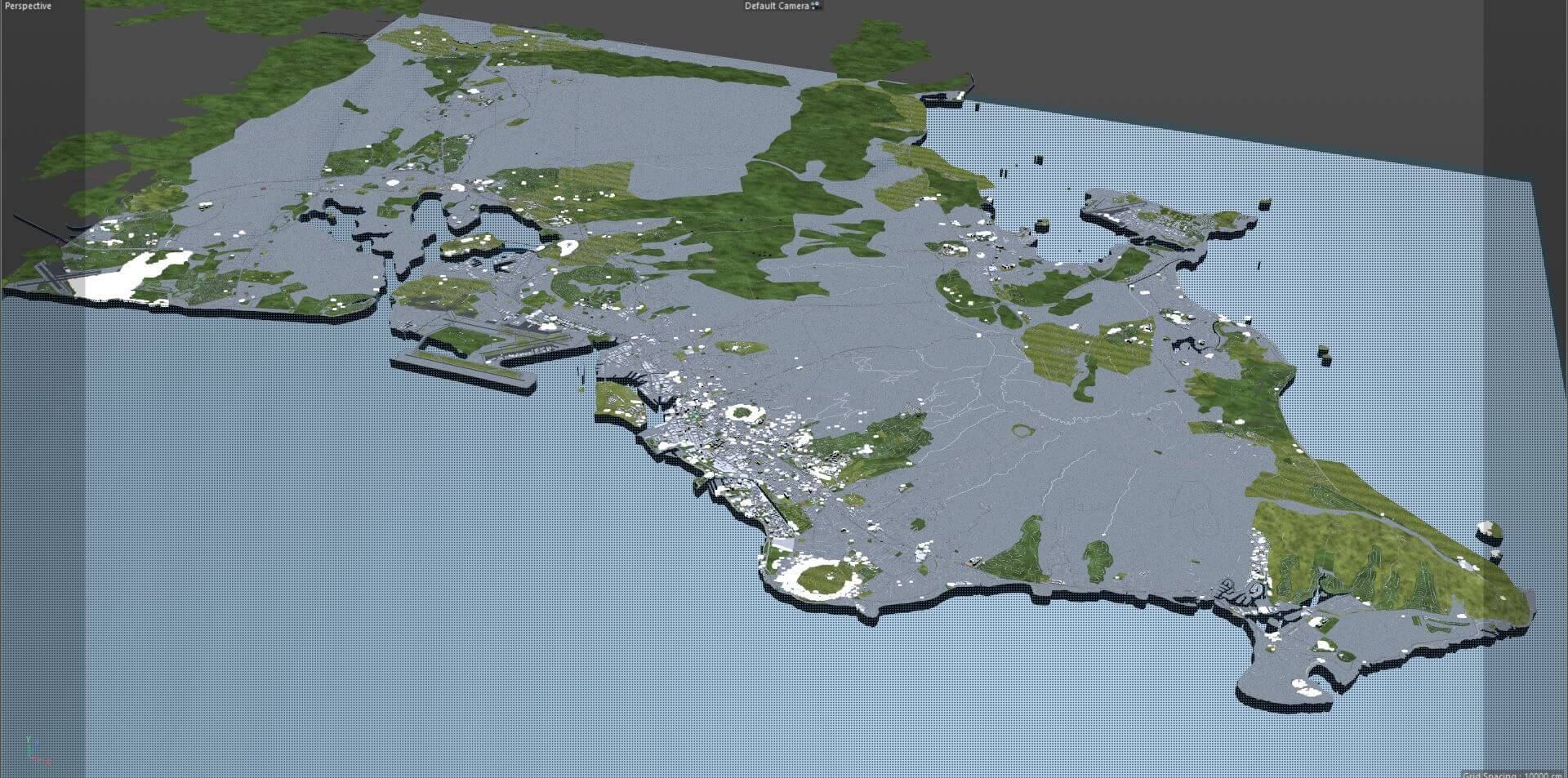 Honolulu Flat Terrain Hawaii 50km - 3D Model by 3dstudio