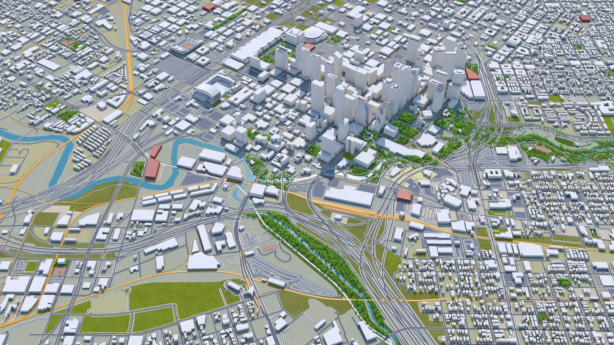 Houston Downtown City Texas USA 6km - 3D Model by 3dstudio