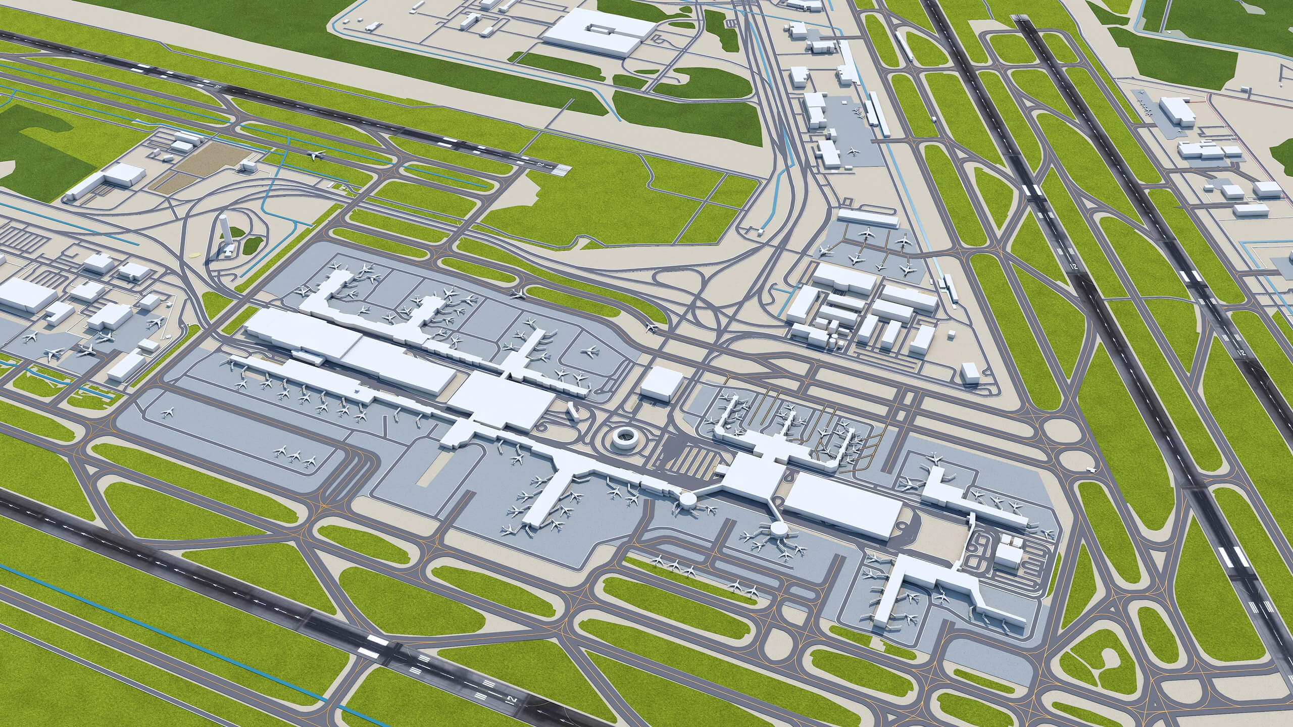 Houston George Bush Airport - 3D Model by 3dstudio