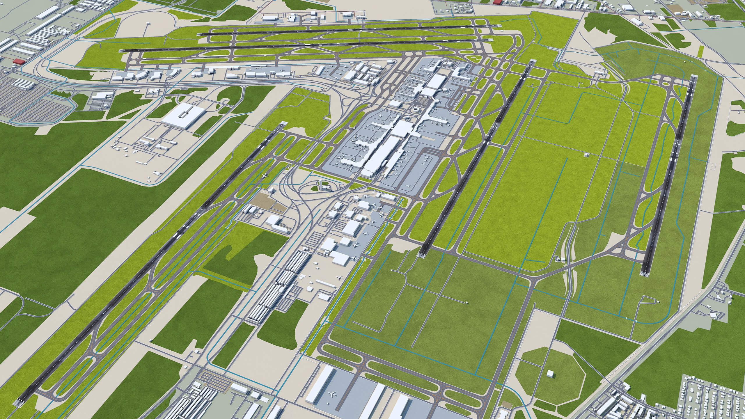 Houston George Bush Airport - 3D Model by 3dstudio