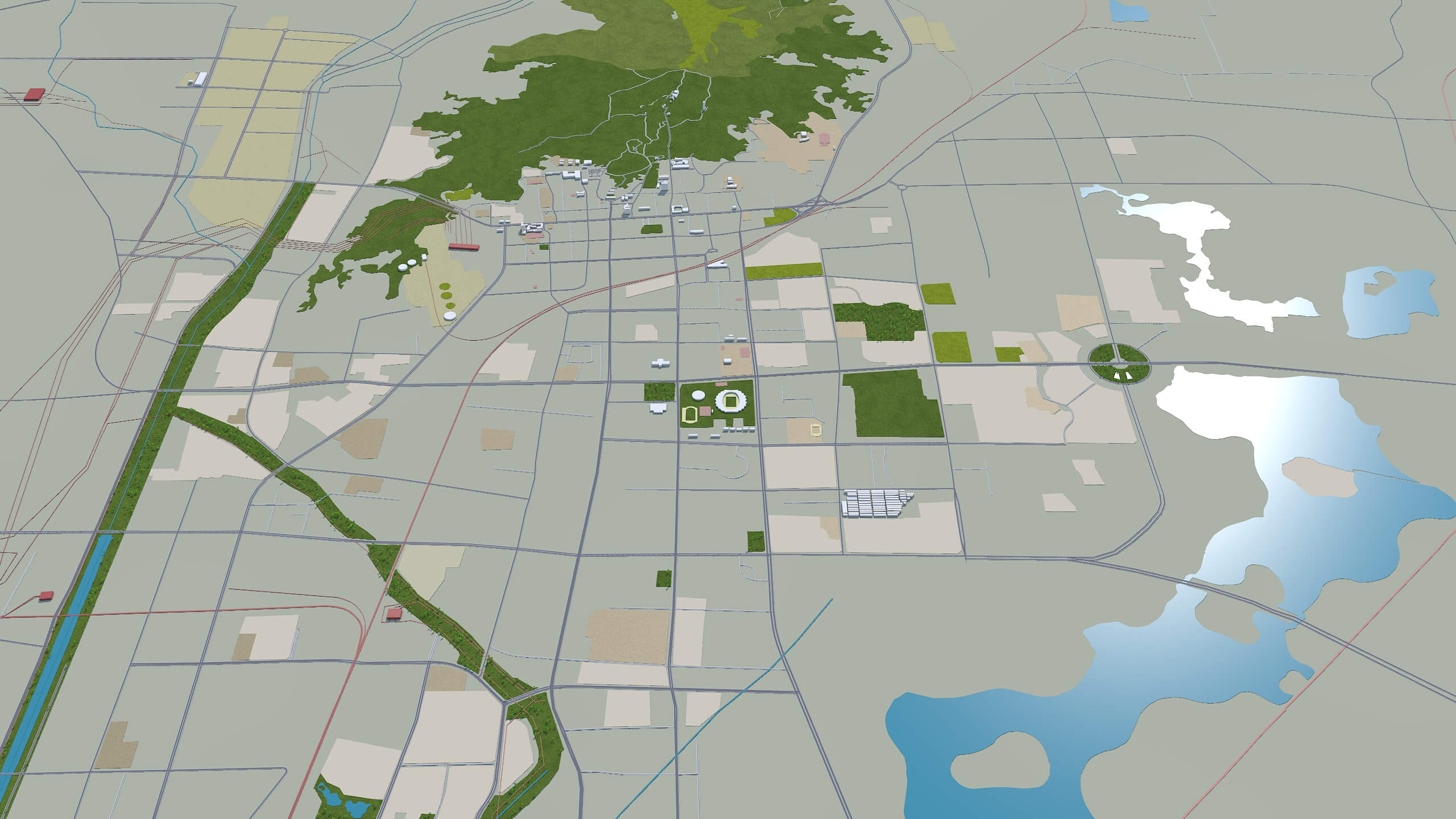 Huaibei City Anhui China 3D Model 35km by 3dstudio