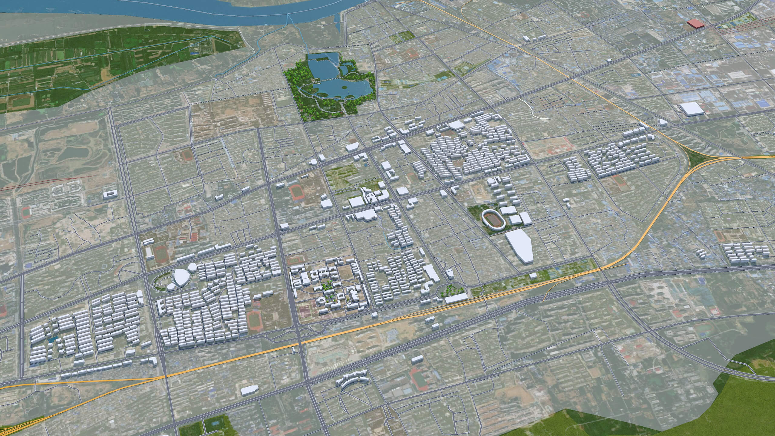 Huainan City Anhui China 3D Model 55km by 3dstudio